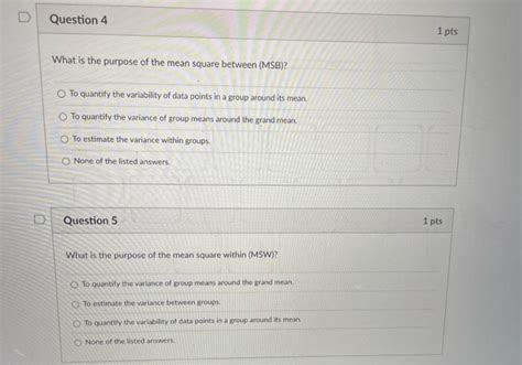 Solved Question What Is The Purpose Of The Mean Square Chegg Com