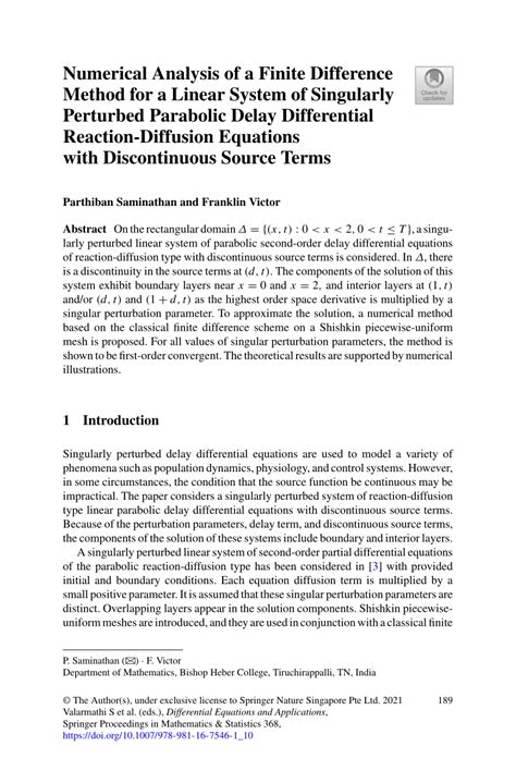 Pdf Numerical Analysis Of A Finite Difference Method For A Linear