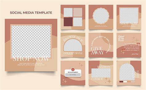 소셜 미디어 템플릿 배너 패션 판매 프로모션 브라운 레드 색상 완전히 편집 가능한 사각형 포스트 프레임 퍼즐 유기농 판매 포스터