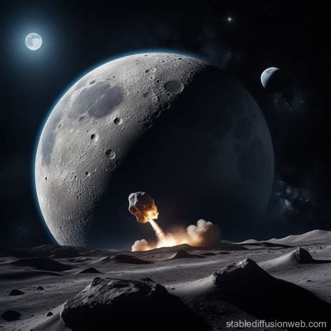 Asteroid Impact On Moon From Earth Stable Diffusion Online