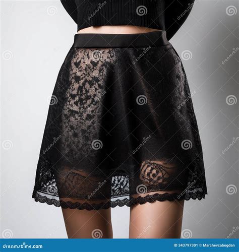 Stylish Black Lace Mini Skirt Outfit Ai Content Generation Stock
