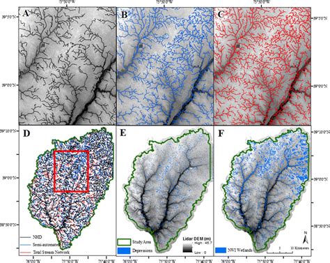 A Comparison Between The Stream Network By A The National Hydrography Download Scientific