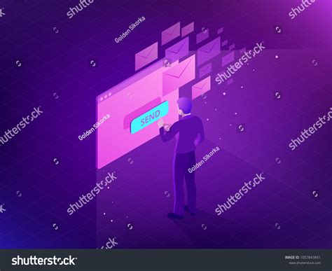Isometric Email Inbox Electronic Communication Email Stock Vector Royalty Free 1057843841