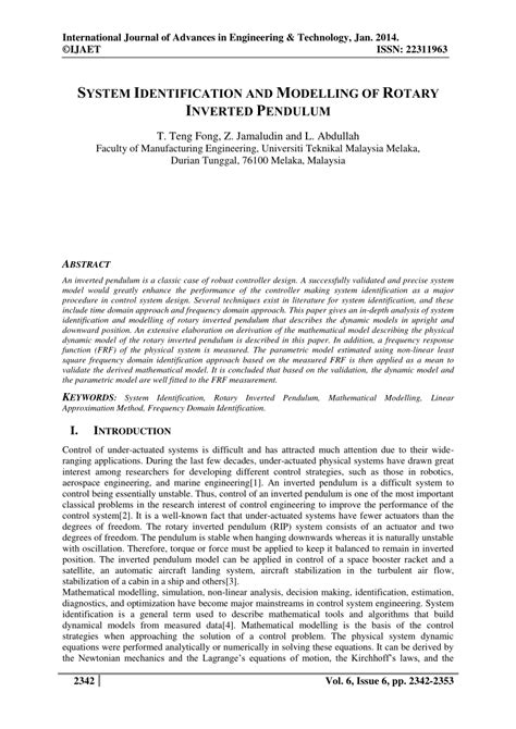 pdf system identification and modelling of rotary inverted pendulum