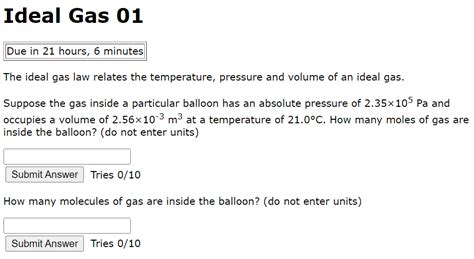 solved ideal gas 01 the ideal gas law relates the