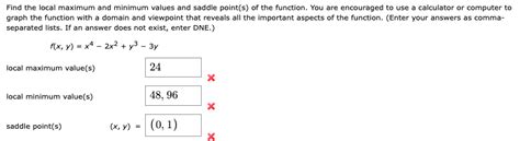 Solved Find The Local Maximum And Minimum Values And Saddle