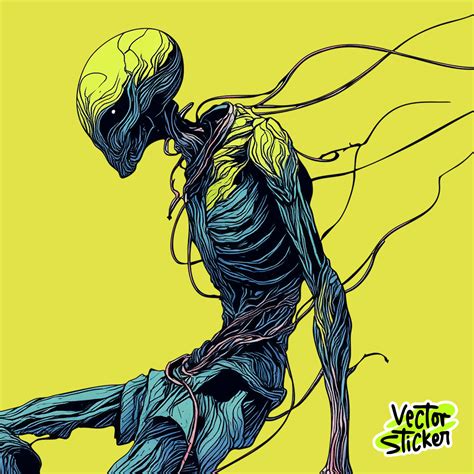 Vector Sticker — Alien Illustration Sticker Design