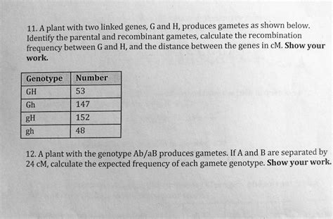 SOLVED A Plant With Two Linked Genes G And H Produces Gametes As Shown Below Identify The