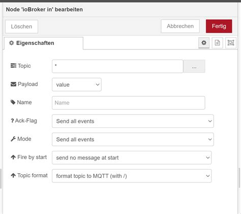 iobroker in node supports topics in mqtt notation iobroker out node