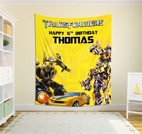 Transformers Birthday Party Backdrop Bumblebee Banner Decoration