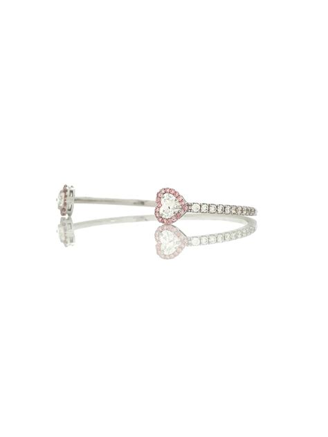 Lot 14k White Gold 228cttw Diamond Heart Cuff