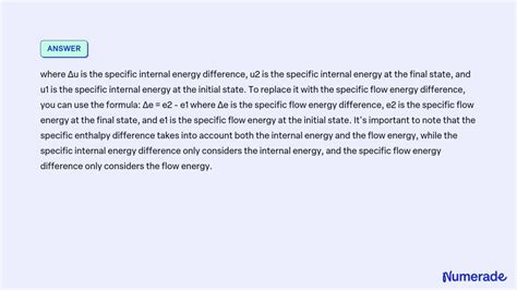 Solved What Is The Formula For Specific Enthalpy Difference How Would I Replace It With