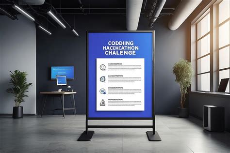 Tech Hackathon Coding Challenge Rules Signage Mockup With Empty Space