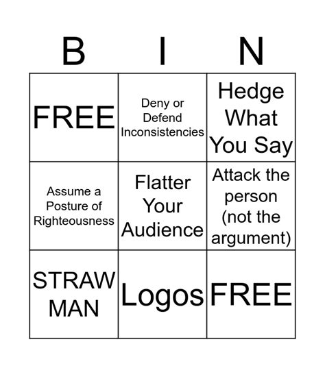Fallacy Bingo Bingo Card
