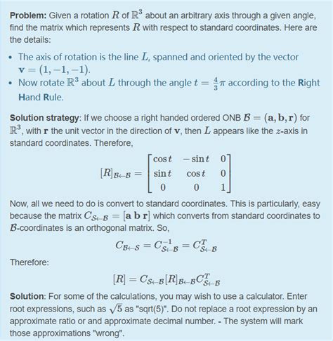 Solved Problem Given A Rotation R Of R3 About An Arbitrary