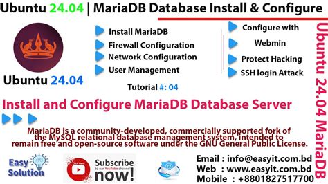 mariadb database server install and configure on ubuntu 24 04 youtube
