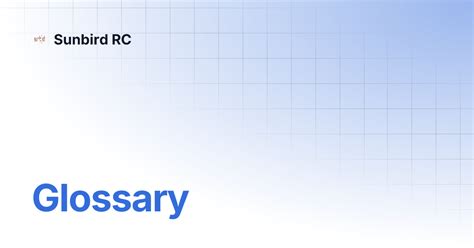 Glossary Sunbird Rc