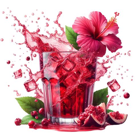 Flor De Hibisco Em Suco De Romã Gelado Png Flor De Hibisco Em Suco De