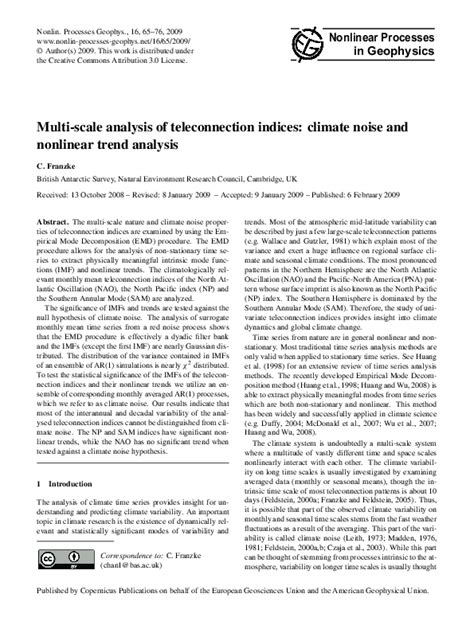Pdf Multi Scale Analysis Of Teleconnection Indices Climate Noise And Nonlinear Trend Analysis