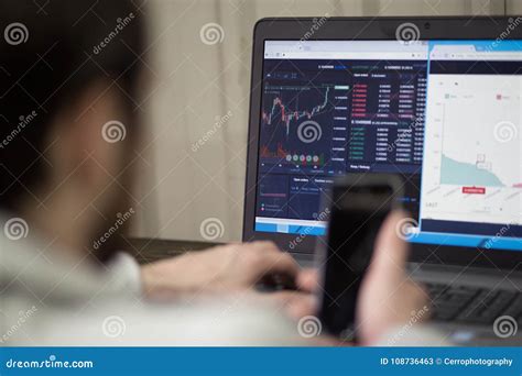 Businessman Checking Stocks On Laptop Stock Image Image Of Email Finance
