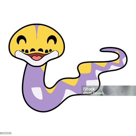 Kartun Python Reticulated Lavender Lucu Ilustrasi Stok Unduh Gambar