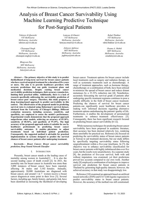 Pdf Analysis Of Breast Cancer Survivability Using Machine Learning