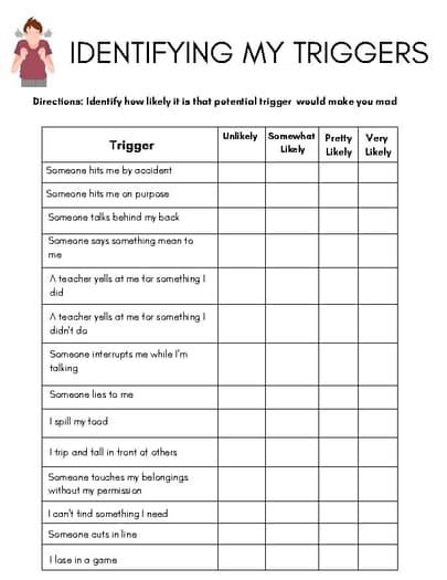 Identifying My Triggers By Ricks Resources Tpt