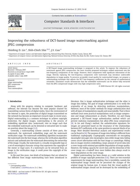 Improving The Robustness Of Dct Based Image Watermarking Against Pdf Data Compression
