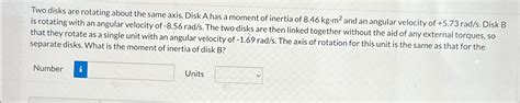 Solved Two Disks Are Rotating About The Same Axis Disk A