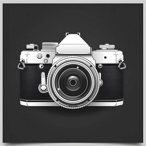 Minimalist Black And White Vintage Camera Illustration Premium Ai