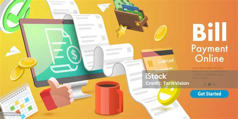 청구서 지불 온라인 뱅킹 앱의 3d 벡터 개념 적 그림 3차원 형태에 대한 스톡 벡터 아트 및 기타 이미지 3차원 형태 영수증 컴퓨터 Istock