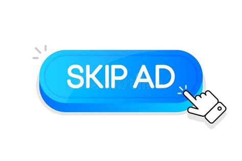 skip ad 3d button mouse touched button vector illustration stock
