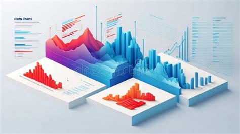 Isometric 3d Data Analytics Dashboard With Colorful Bar Charts And Business Intelligence