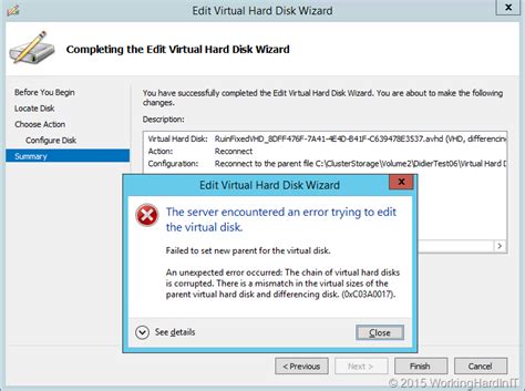 Mismatch In Virtual Sizes The Parent Virtual Hard Disk And Differencing Disk Archives Working