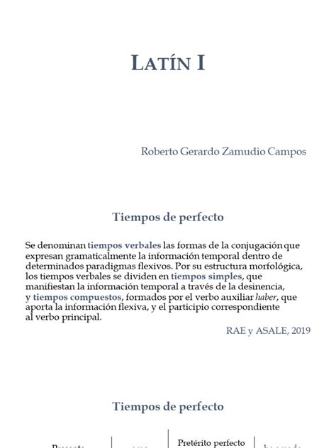 Cuatro Conjugaciones Tiempos De Perfecto Oc I Pdf Verbo