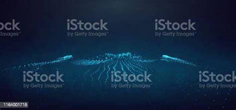 흐르는 입자와 빛나는 조명과 추상 디지털 풍경 사이버 또는 기술 배경 벡터 일러스트레이션 0명에 대한 스톡 벡터 아트 및 기타 이미지 Istock