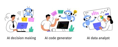Premium Vector Set Of Vector Illustrations With People Using Ai In