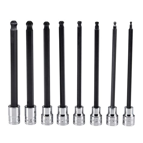 3 8 In Drive Metric Professional Long Ball Hex Bit Socket Set 8 Piece