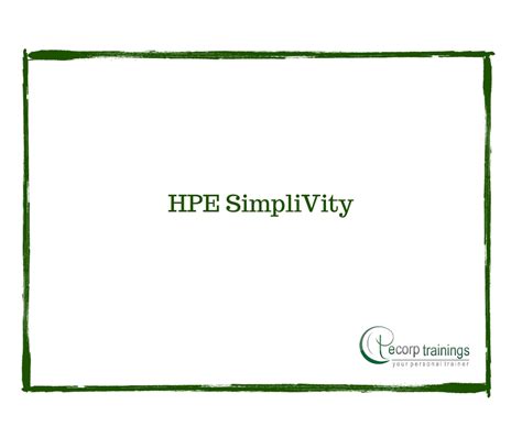 Hpe Simplivity Training In Hyderabad India Ecorp Trainings