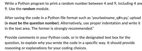 Solved Write A Python Program To Print A Random Number Chegg Com