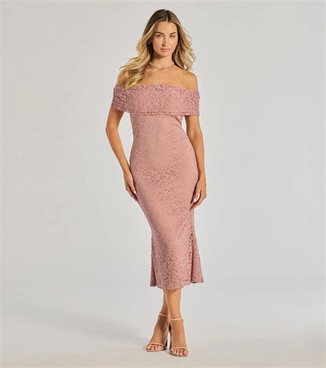 Off Shoulder Midi Dresses And Windsor