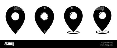 GPS Location Icon Set In Black Color Location Pin Icon Map Pin Place