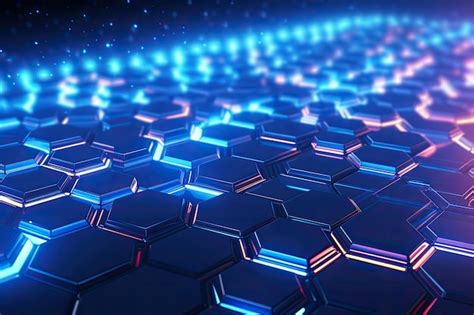 premium ai image 3d rendering of abstract technology background with hexagons in blue light