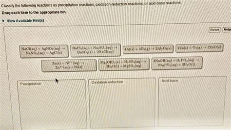 Answered: Classify the following reactions as… | bartleby