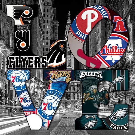 Philadelphia Sports Love Teams 5 Black And White Etsy Philadelphia