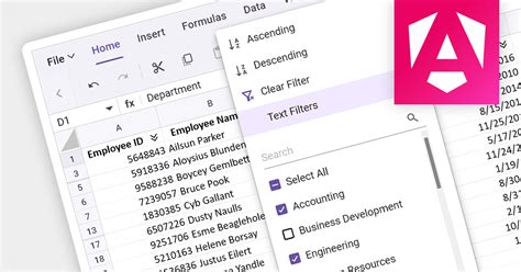 Filter And Group Data In Angular Spreadsheet Apps