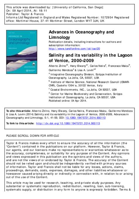 Pdf Salinity And Its Variability In The Lagoon Of Venice 20002009