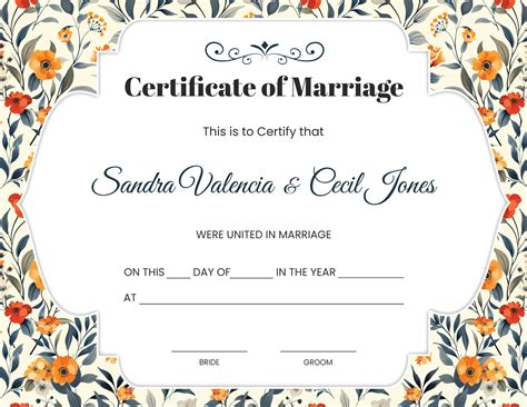 Elegant Scroll Wedding Certificate Template Landscape Wordlayouts
