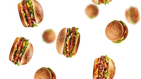 Burger Falling From The Sky With Green Screen Background Seamless Video Burger Animation