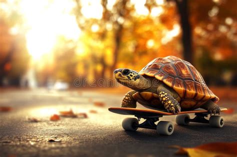 Using A Skateboard A Turtle Can Increase His Speed Deliver Reptile Courier Packages Perform